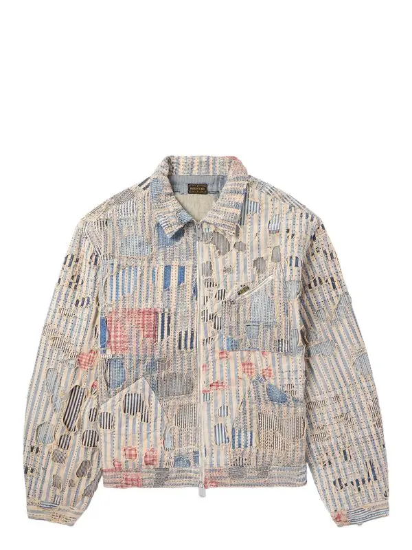 Kapital Boro Patchwork Zip-up Jacket - Blue
