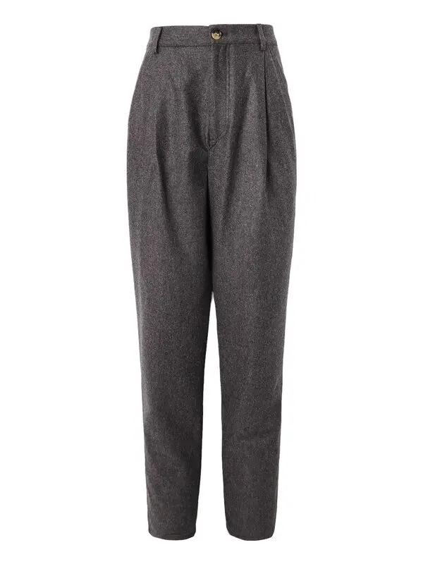 Brunello Cucinelli Straight-leg Pleated Virgin Wool-flannel Trousers - Brown