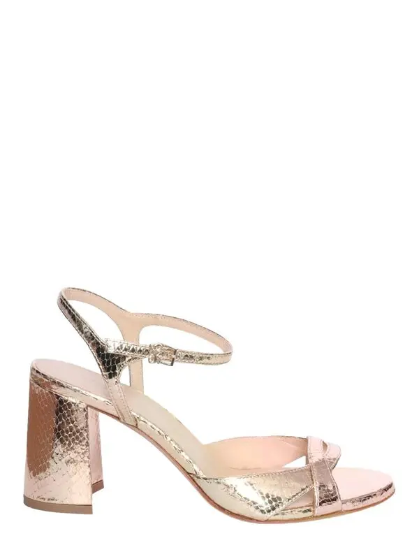 SERGIO LEVANTESI Glenda Snakeskin-effect Block-heel Sandals - Gold