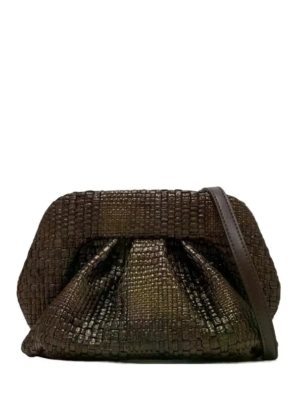 THEMOIRE Woven Pleated Clutch - Brown