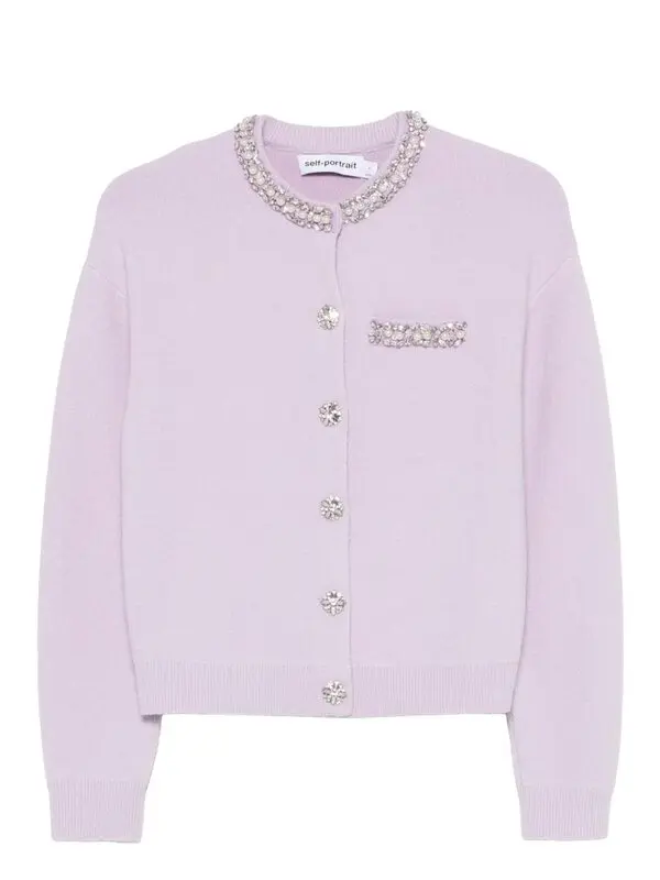 SELF-PORTRAIT Pearl Detailed Buttoned Cardigan - Multicolor