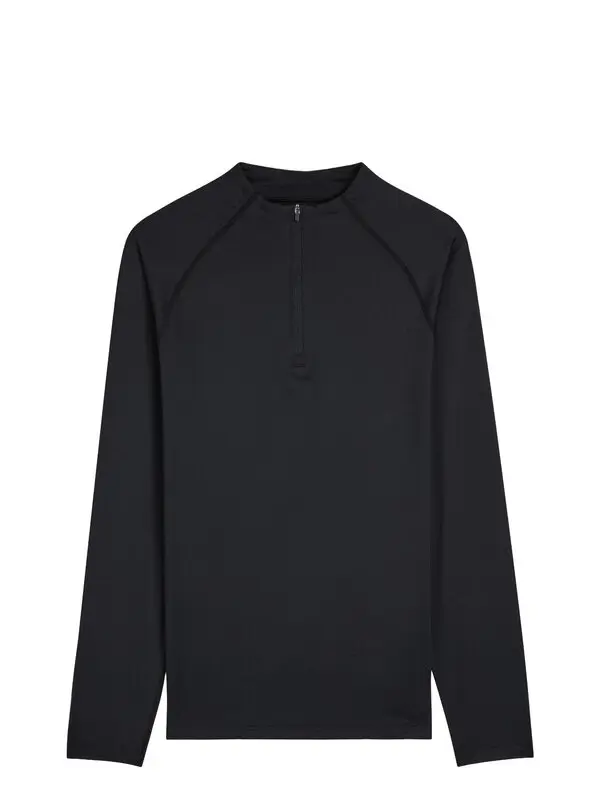 CONDITION Quarter-zip Stretch-jersey Top - Black