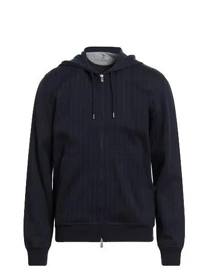 Brunello Cucinelli Cotton, Cashmere, And Silk Striped Zip-up Sweatshirt - Blue