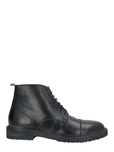 Moma Leather Lace-up Ankle Boots - Black