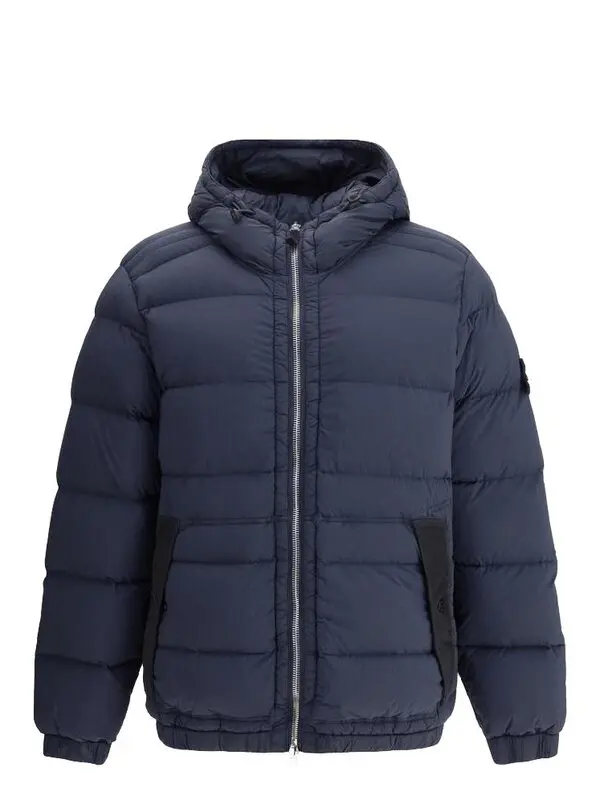 Stone Island Hooded Down Jacket - Blue