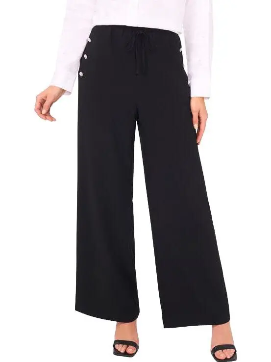 CECE DUPRAZ Wide-leg Drawstring Pants - Rich Black