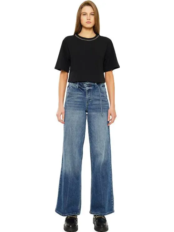 KANCAN Leah Ultra High Rise Wide Leg Jeans - Medium Indigo