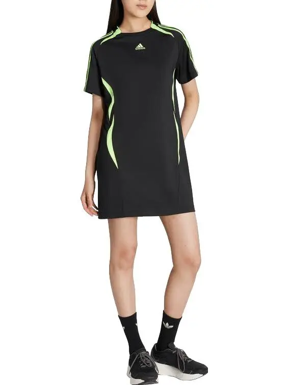 Adidas Teamgeist Recycled Polyester T-shirt Dress - Black/signal Green