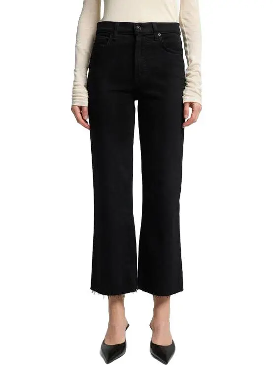 7 For All Mankind Alexa Crop Straight Leg Jeans - Black