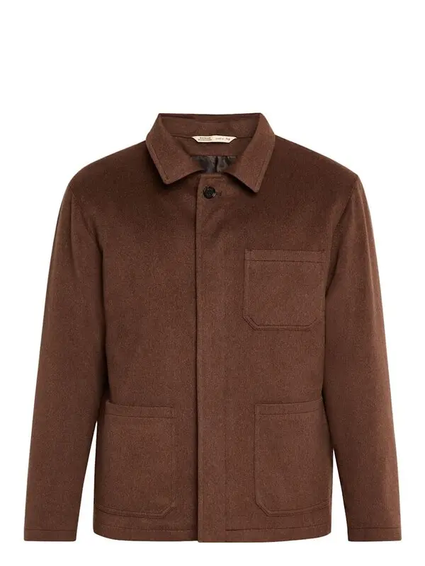 MAURIZIO BALDASSARI Padded Virgin Wool And Cashmere Chore Jacket - Full Med Brown