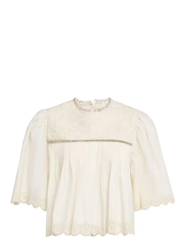 Sea Larissa Embroidered Crop Top - White