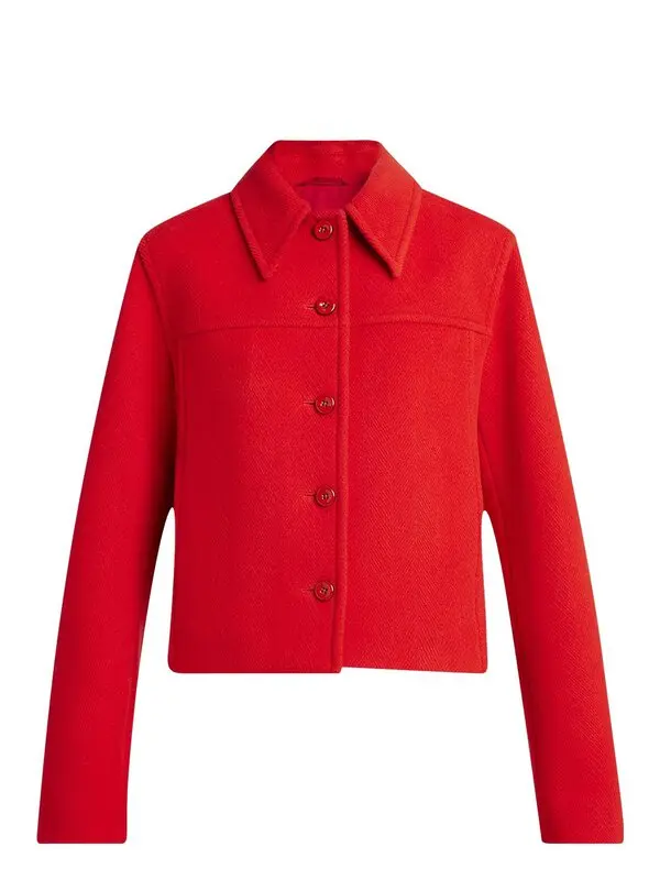 JIL SANDER Cropped Boxy Wool Jacket - Strawberry