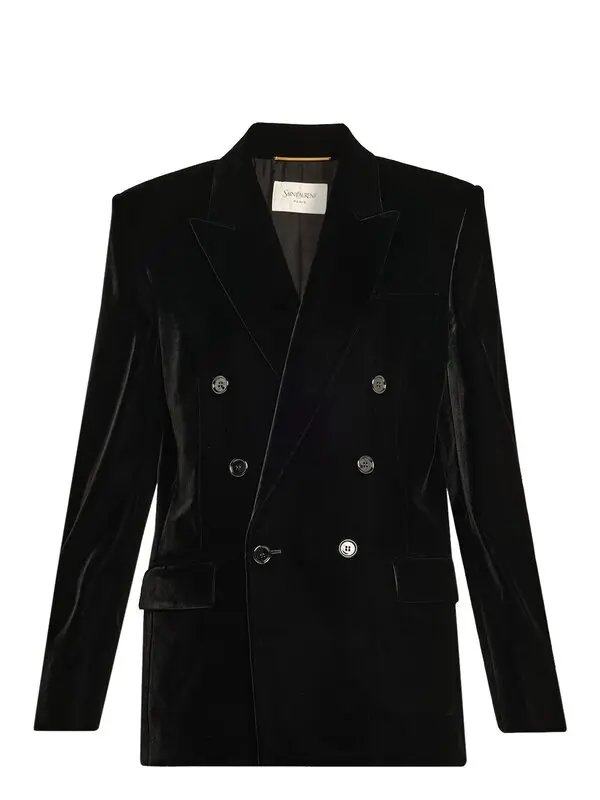 Saint Laurent Velvet Double-breasted Blazer - Noir