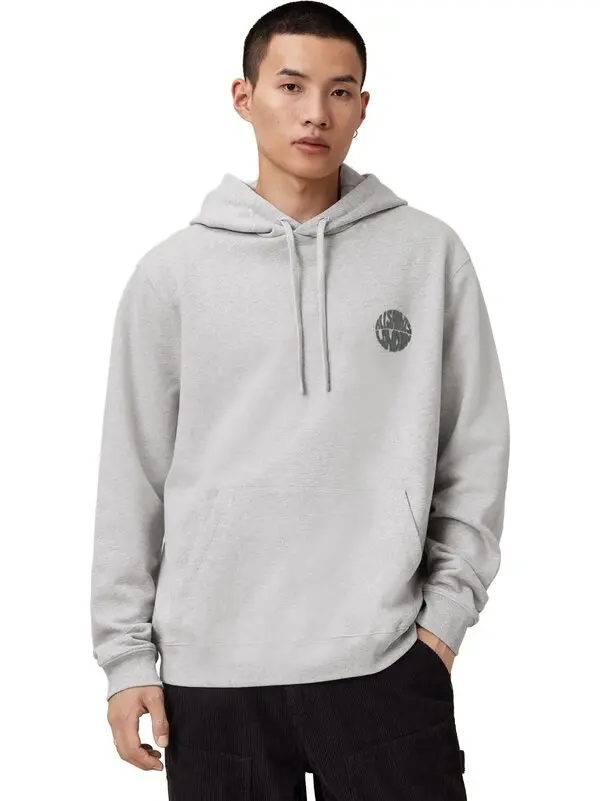 All Saints Relaxed Fit Hoodie - Light Grey Marl