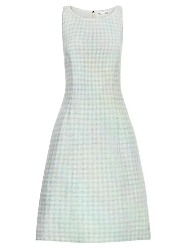 Oscar De La Renta Gingham Tweed Mini Dress - Blue