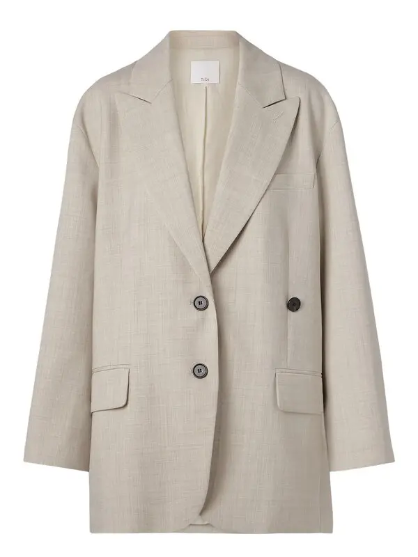 Tibi Liam Woven Blazer - Neutrals
