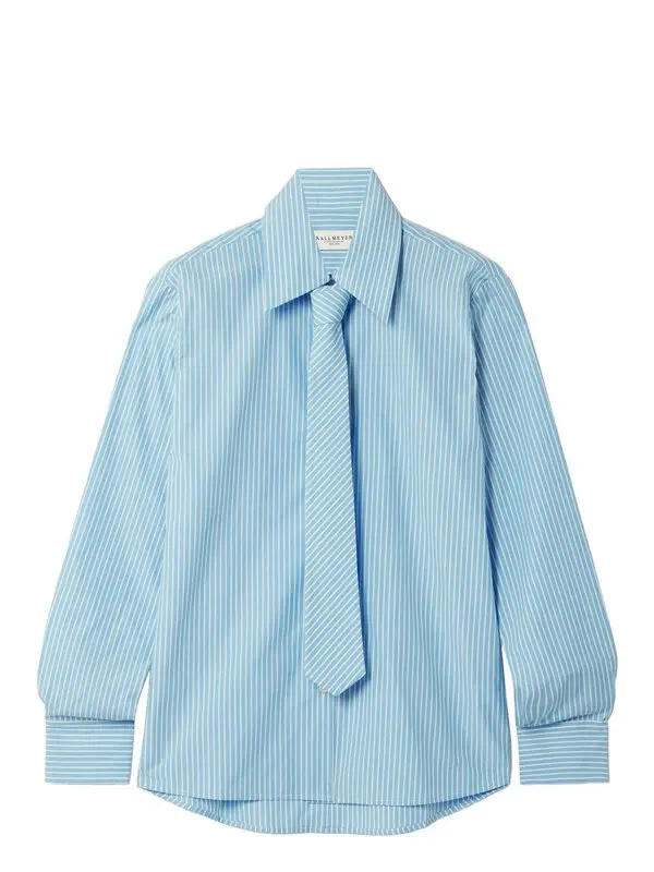 KALLMEYER Billie Tie-detailed Striped Shirt - Blue