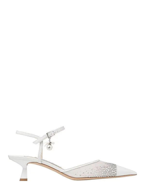 JIMMY CHOO Aren Slingback 45 - White/crystal