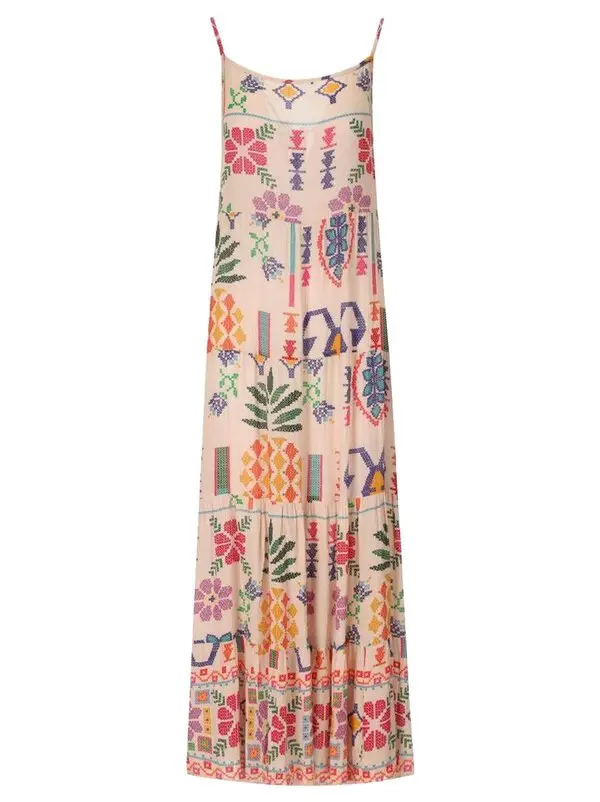 PAHIESA FORMENTERA Patterned Viscose Maxi Dress - Multicolor