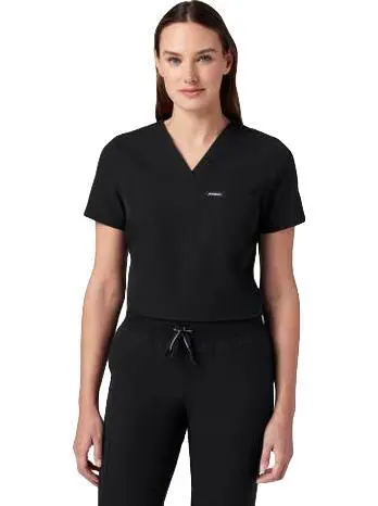JAANUU Rhena Slim V-neck Scrub Top - Black