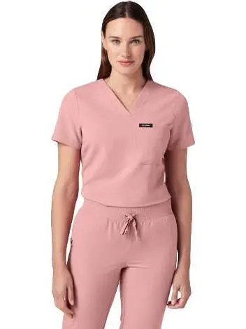 JAANUU Rhena Slim V-neck Scrub Top - Mauve