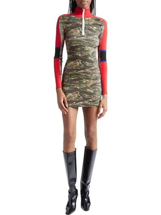 DIESEL® M-camok Long Sleeve Rib Minidress - Sage