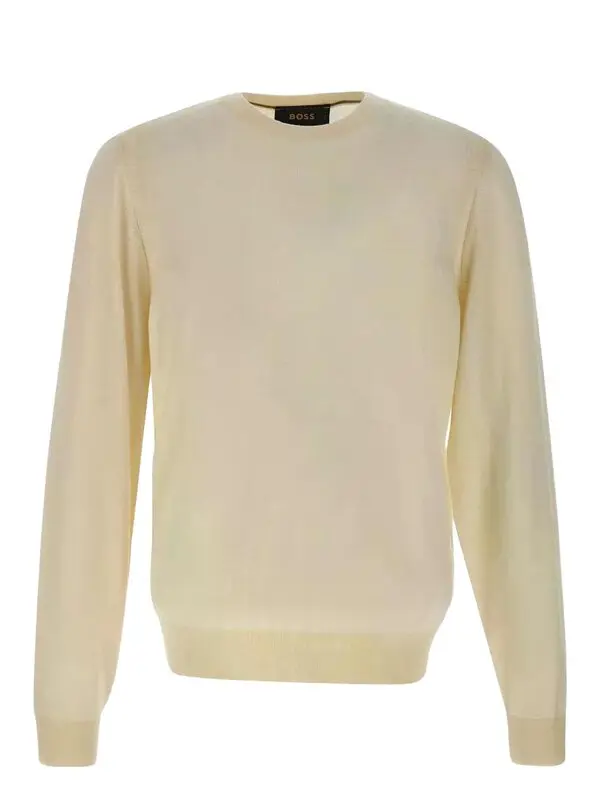 Hugo Boss Crew-neck Ribbed-hem Sweater - Neutrals
