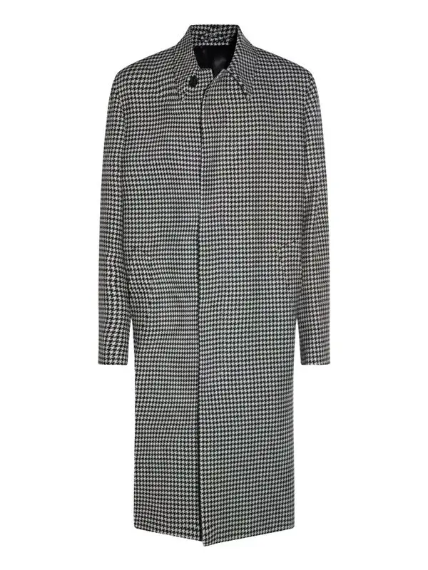 LARDINI Houndstooth Wool Coat - Black
