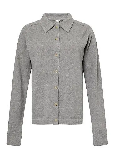 TOTÊME Relaxed-fit Buttoned-cuffs Cashmere Cardigan - Dark Grey Melange