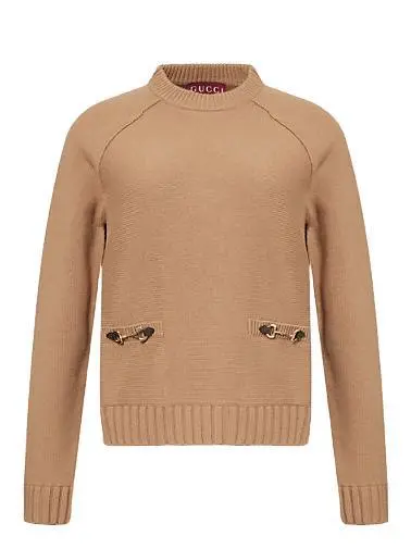 Gucci Horsebit Raglan-sleeves Wool And Cashmere Jumper - Dusty Dark Grey Mc