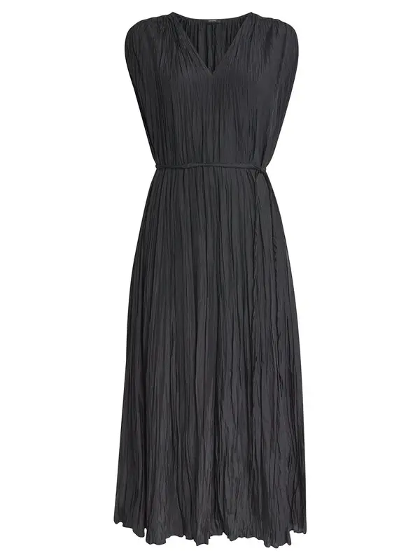 JOSEPH Habotai Silk Pleated Martini Dress - Black
