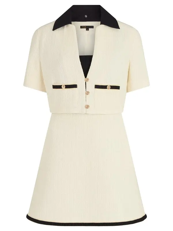 Maje Tweed-effect Jacket And Mini Dress Set - White