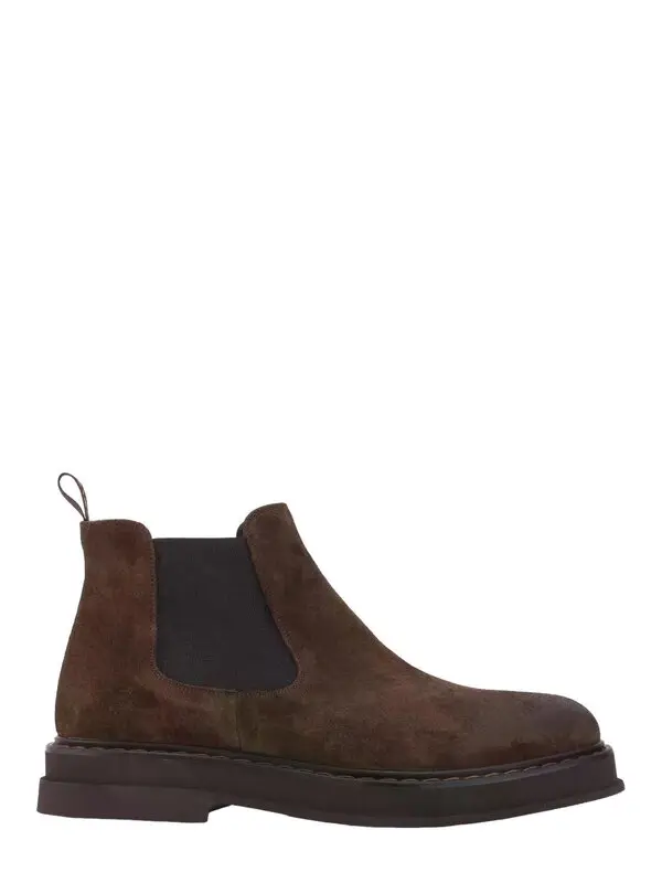 CALCE Elastic-panel Suede Chelsea Boots - Brown