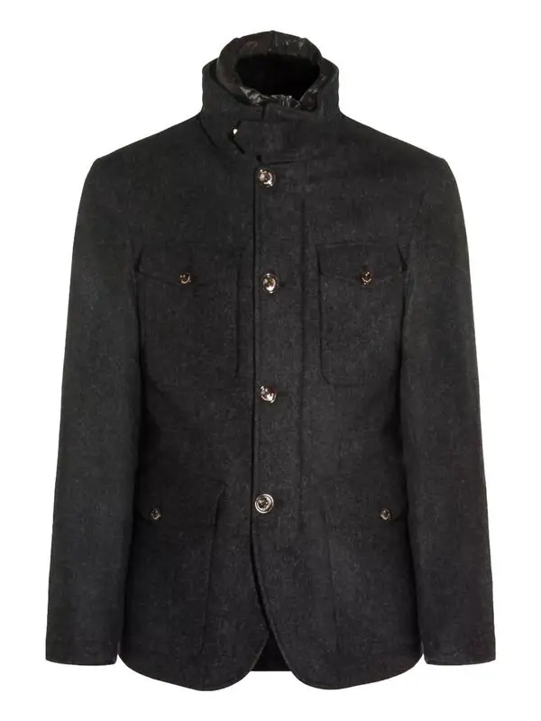 MONTECORE High-neck Buttoned Coat - Grey