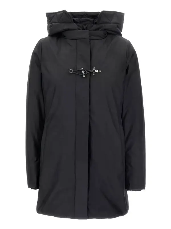 FAY Hooded Quilted Toggle Coat - Black