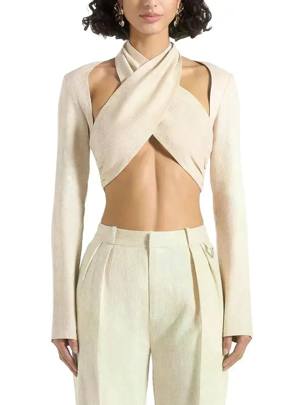 Manière De Voir Wendy Crossover-bolero Top - Neutrals