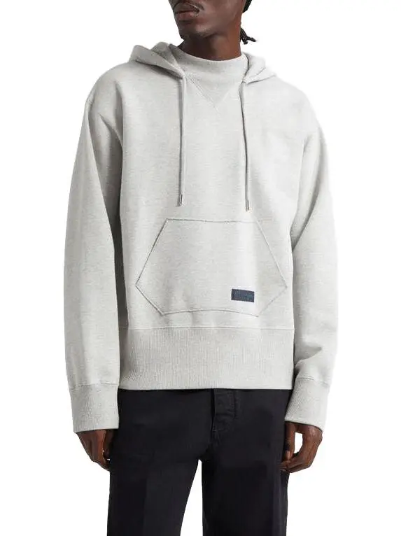 Givenchy Logo Patch Double Collar Fleece Hoodie - Light Grey Melange