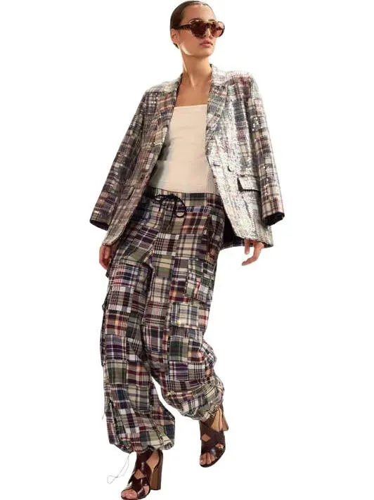 Cynthia Rowley Marisol Madras Sequin Blazer - Plaid
