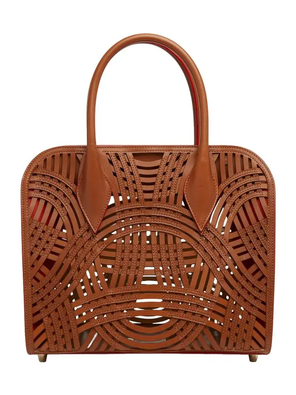 CHRISTIAN LOUBOUTIN Eloise Medium Top-handle Bag In Woven Leather - Cuoio Gold