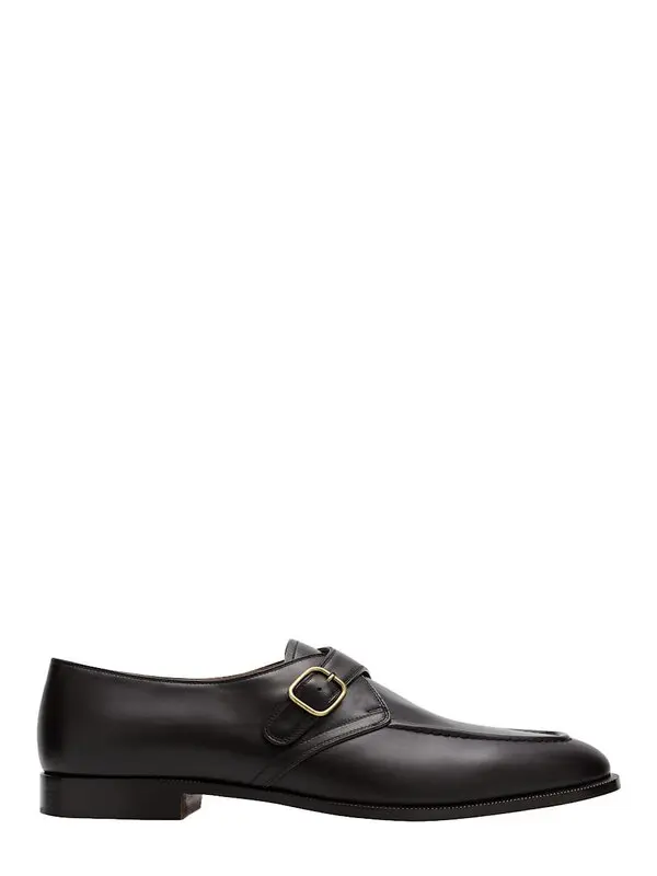 Loro Piana Sergio Walk Leather Single-monk Strap Loafers - Ebony