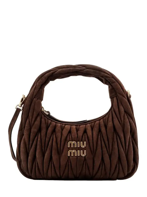 Miu Miu Matelassé Suede Shoulder Bag - Brown