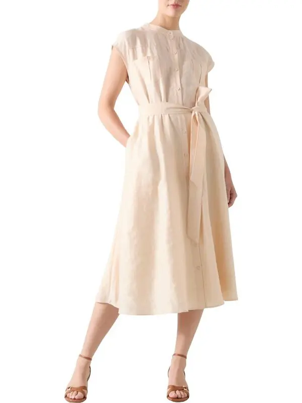 LK BENNETT Fran Belted Shirtdress - Pale Stone