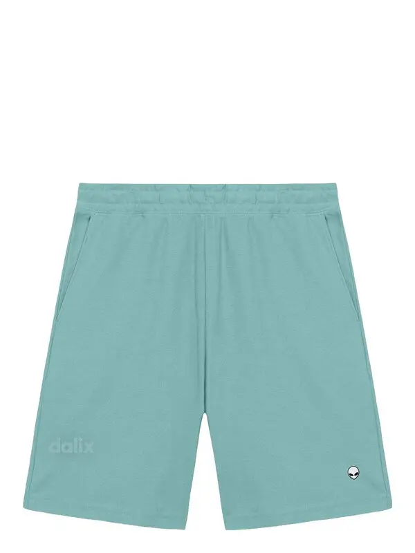DALIX Pique Shorts With Alien Design - Arctic Blue