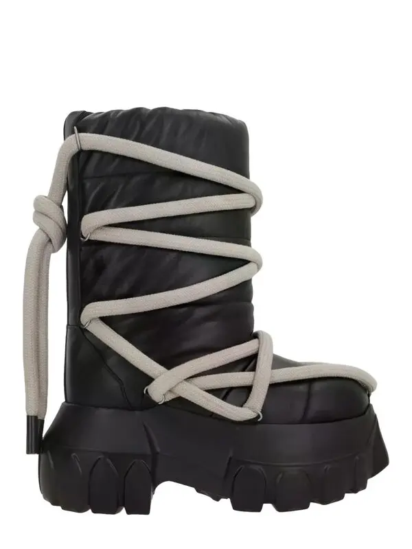 Rick Owens Padded Leather Lace-up Boots - Black