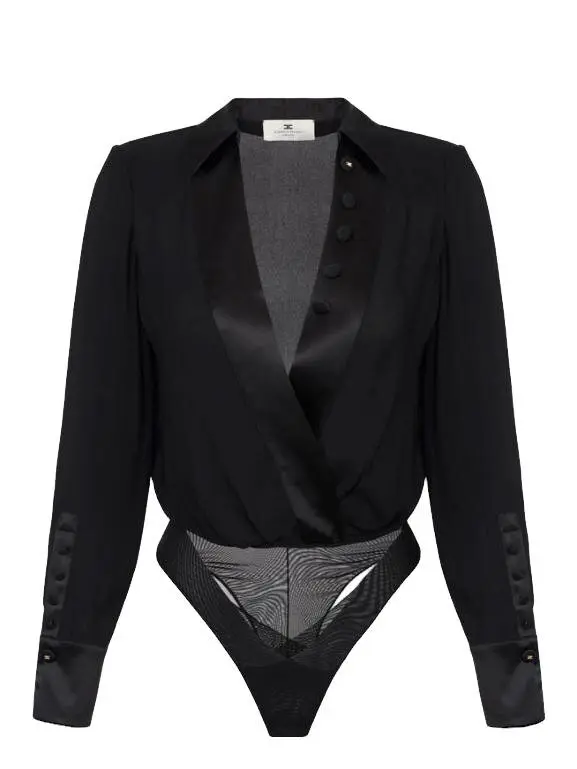 Elisabetta Franchi Georgette Bodysuit - Black