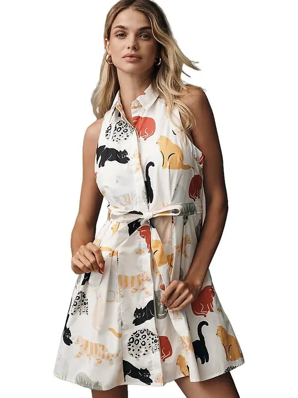 Maeve Naomi Wilkinson Fit & Flare Mini Shirt Dress - Ivory