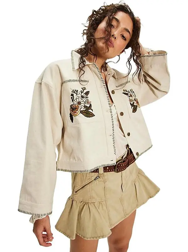 DENIM AND BONE Woodlands Cropped Jacket - Ivory