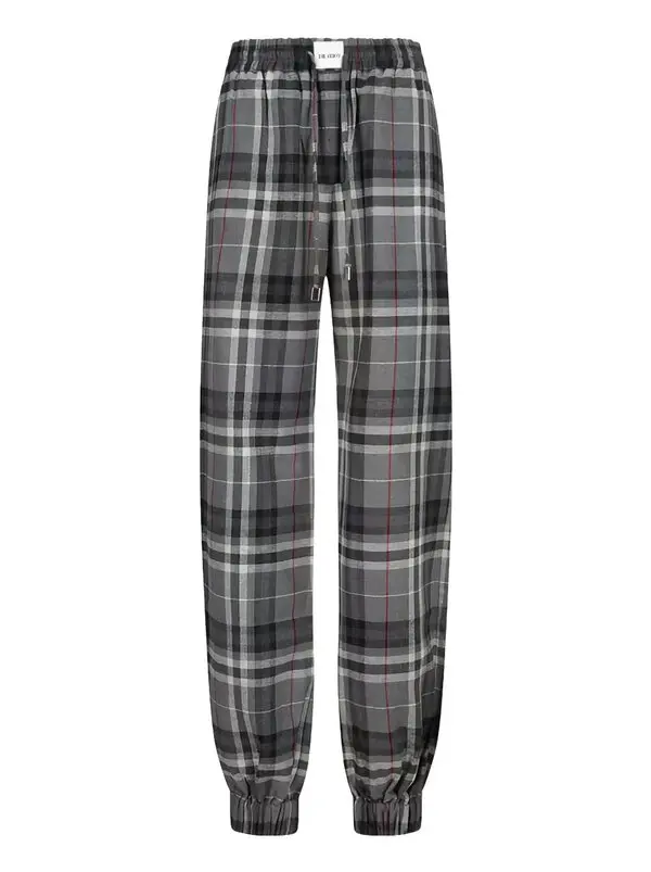 Attico Plaid Drawstring Trousers - Grey