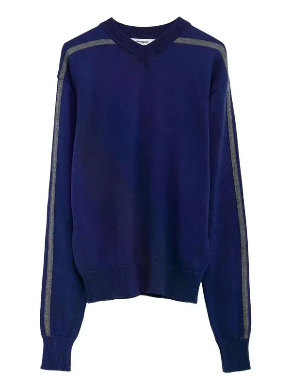Gimaguas Sport V-neck Stripe-detail Sweater - Blue