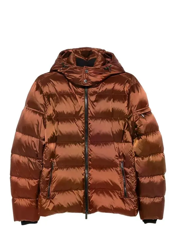 MOORER Quilted Hooded Jacket - Brown